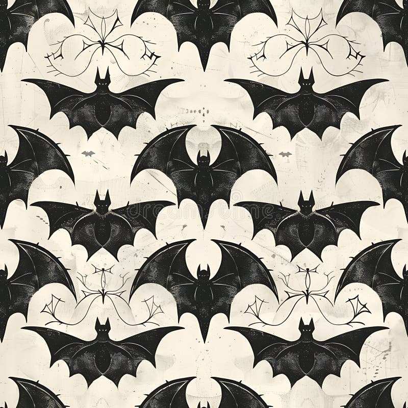 Repeating Pattern, Bat, Gothic, Beige, Seamless Tile Stock Illustration ...