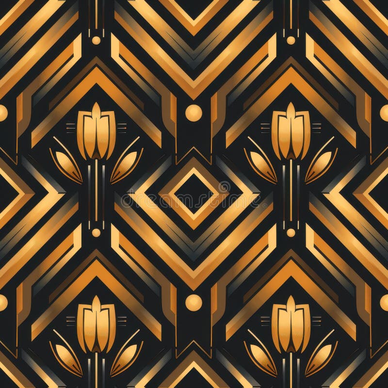 Art Deco Geometric Pattern stock illustration. Illustration of digital ...