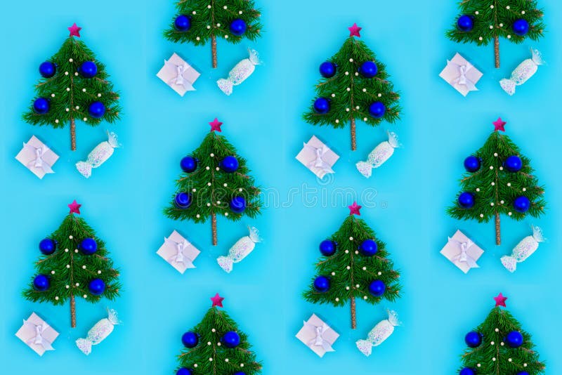 Repeating Pattern of Christmas Trees on a Turquoise Background ...