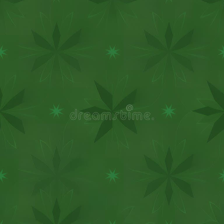 Repeating Pattern of Dark Green Starburst Shapes and Stylized Floral ...