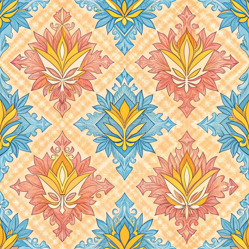 A Repeating Pattern that Depicts an Abstract Pattern Consisting of ...