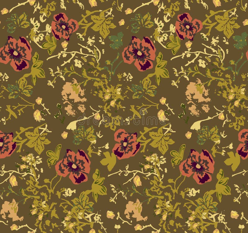 Repeating Pattern Design Made with Hand Drawn Floral Elements Stock ...
