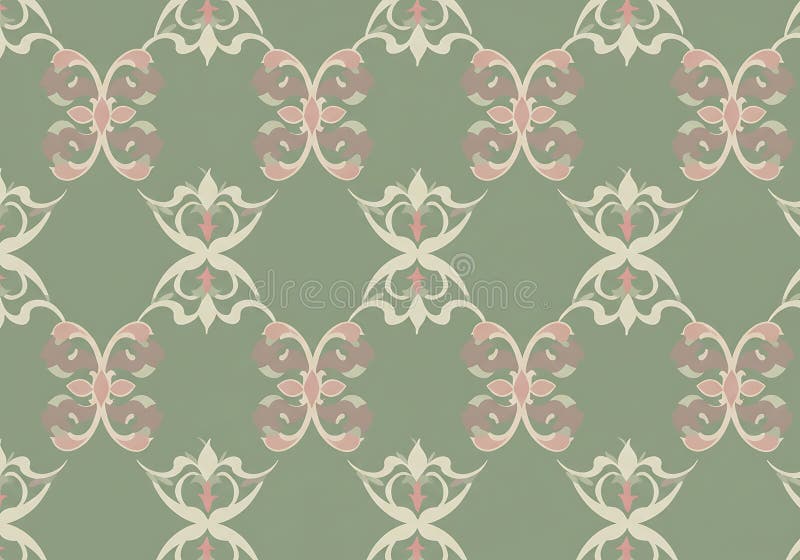 Repeating Pattern Design with Ornate Floral Elements on Green ...