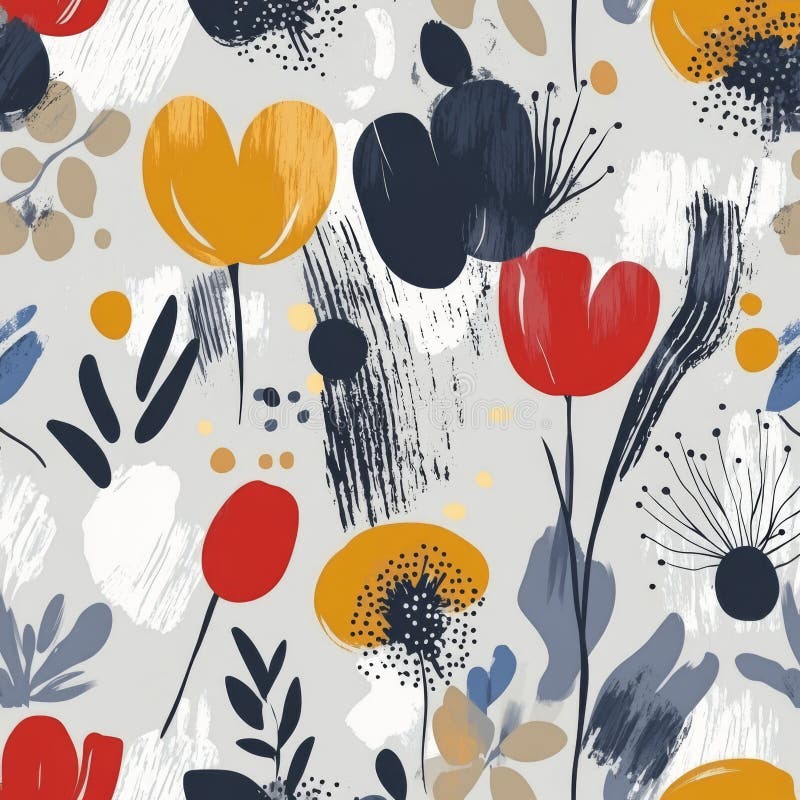A Repeating Pattern of a Digital Artwork Depicting an Abstract Flower ...
