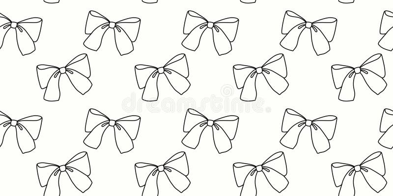 Pattern of Simple Black Outlined Bows on a White Background in a ...