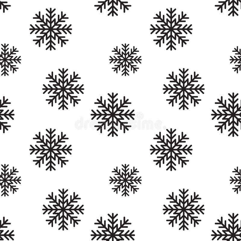 A Repeating Pattern Featuring Black Snowflake Shapes on a White ...