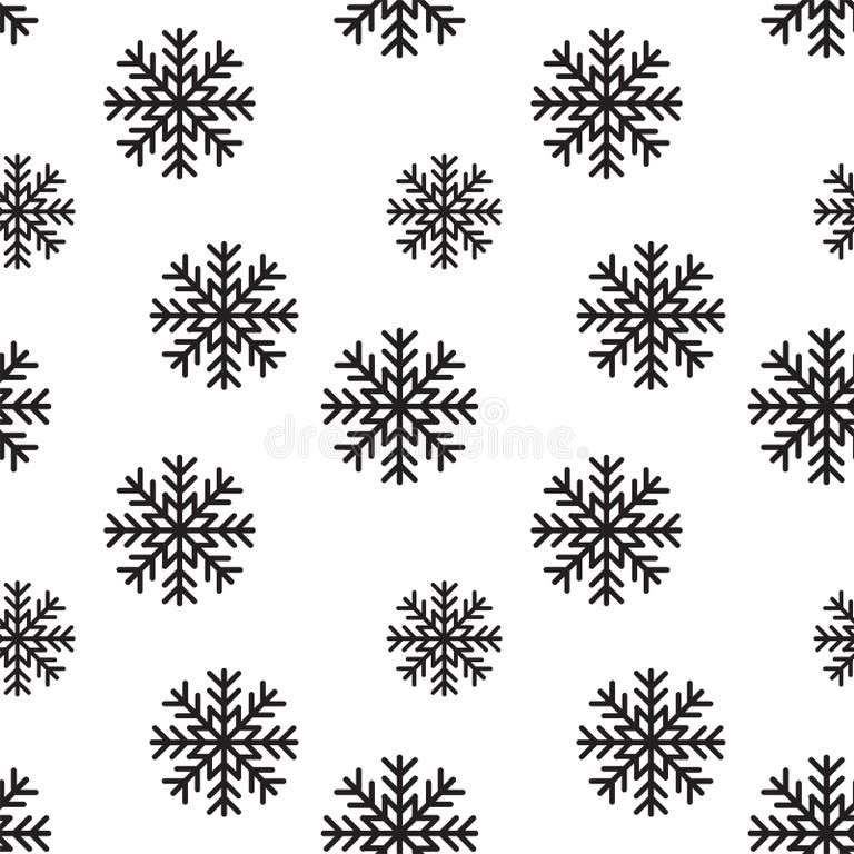 A Repeating Pattern Featuring Black Snowflake Shapes on a White ...