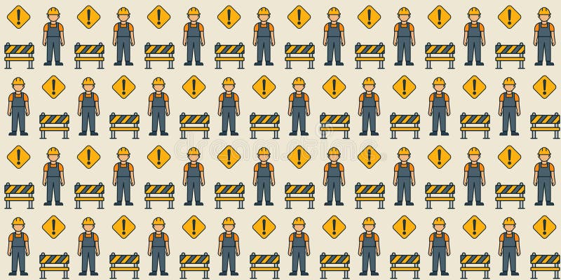 Construction Workers and Signs Design Stock Illustration - Illustration ...