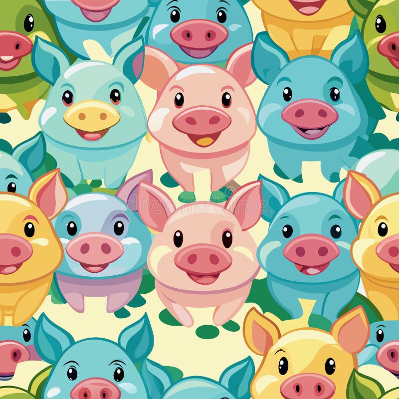 Funny Pigs Border with Speech Bubbles Stock Vector - Illustration of ...