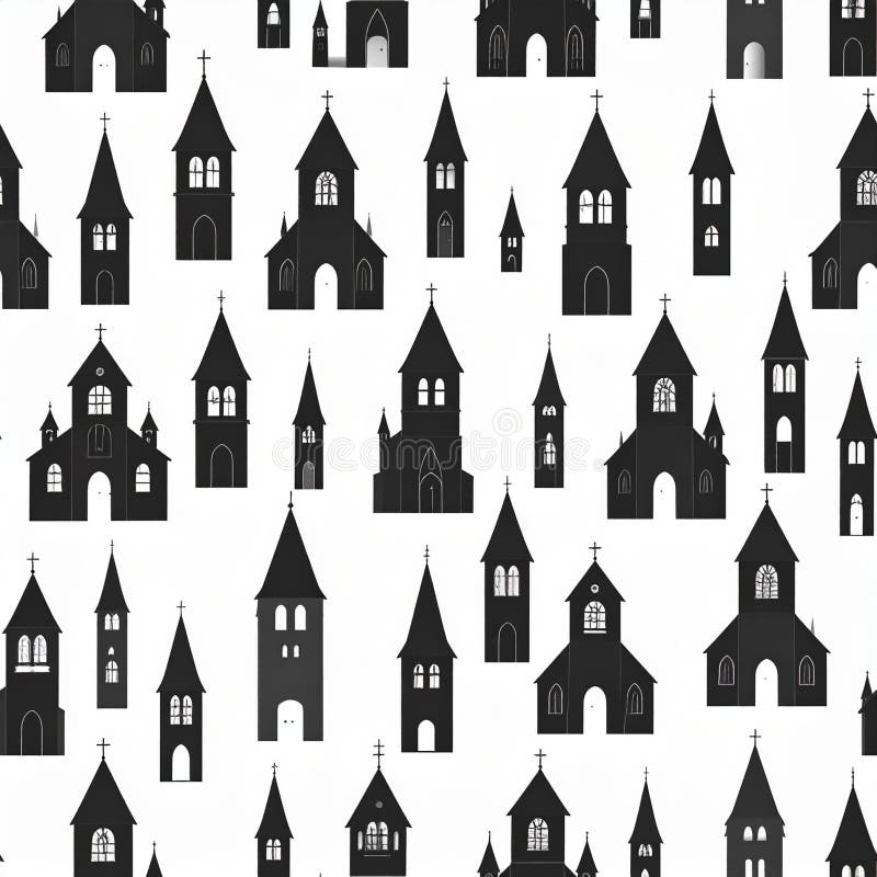 Chapels Seamless Pattern Stock Illustrations – 10 Chapels Seamless ...