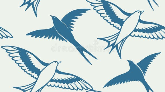 Repeating Pattern of Flying Swallows, Freedom and Movement, Vector ...