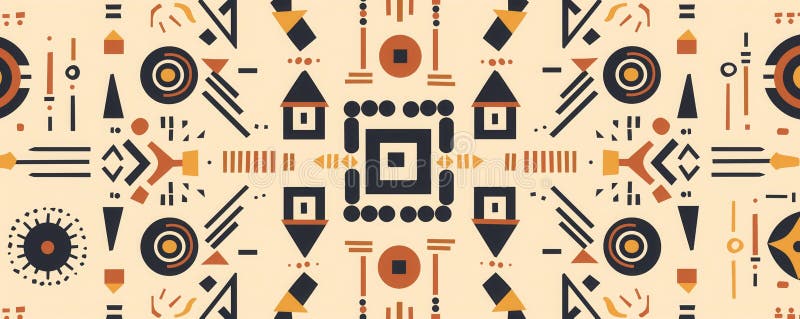 A Repeating Pattern of Geometric Shapes in Black, Orange, and Yellow on ...