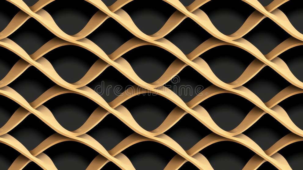 A Repeating Pattern of Gold and Black Interlocking Shapes. Stock Image ...
