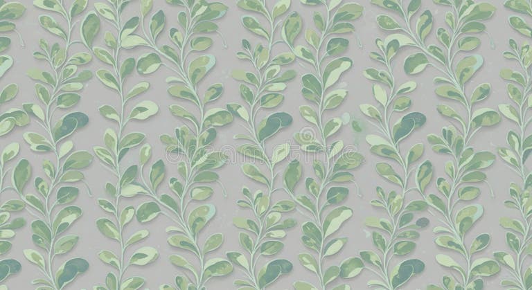 Repeating Pattern of Green Leafy Branches with Varying Shades of Green ...