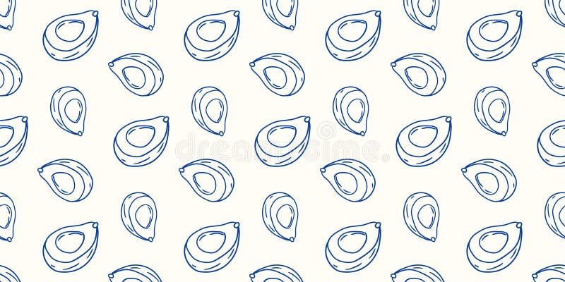 Repeating Pattern of Hand-drawn Seashells in Blue on a Light Background ...