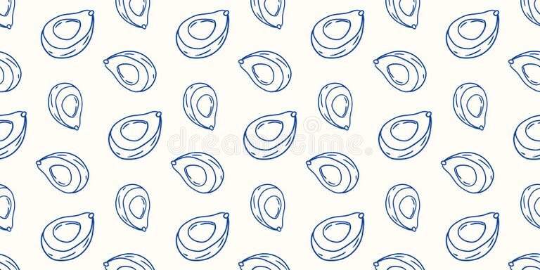 Repeating Pattern of Hand-drawn Seashells in Blue on a Light Background ...