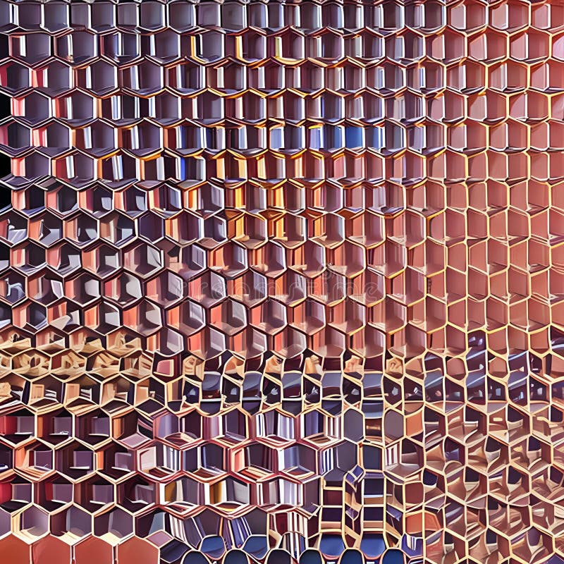 A Repeating Pattern of Hexagons in Shades of Pink and Orange, Forming a ...