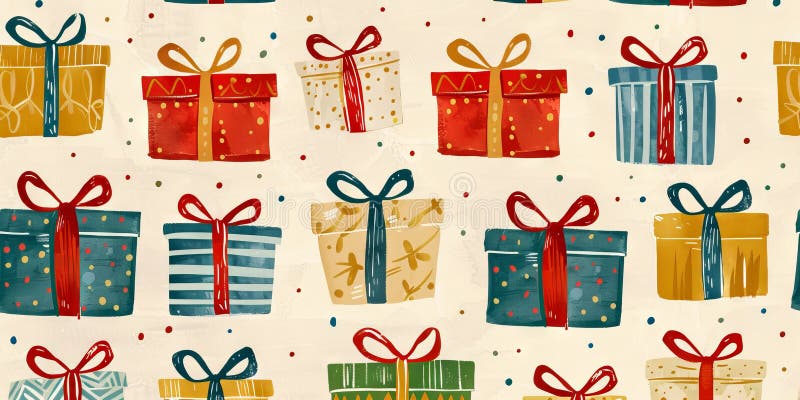 Repeating Pattern of Holiday Presents and Bows. Stock Illustration ...