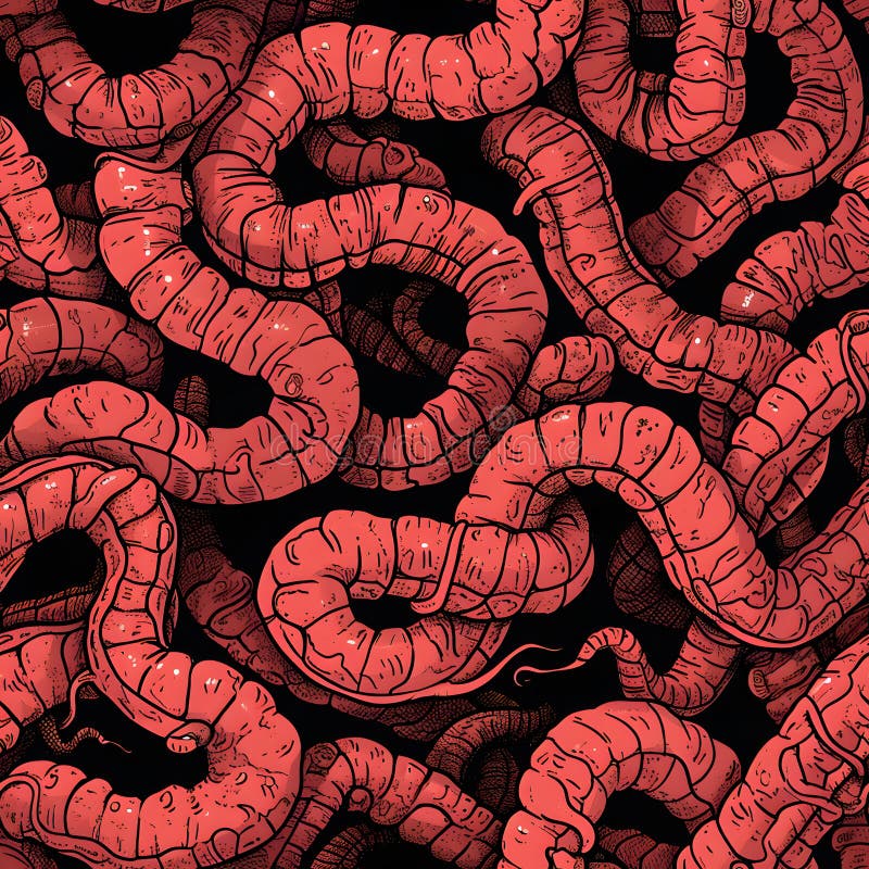 Illustration of Weird Coids Reddish Intestines on Black Background ...