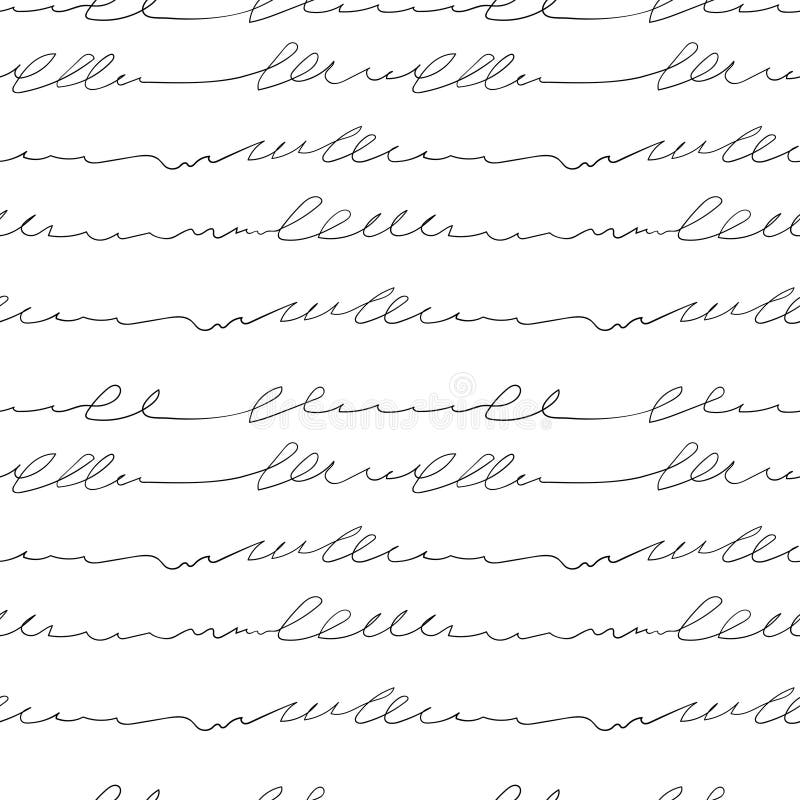 A Repeating Pattern of Ink Lines with Swirls and Curves on a White ...