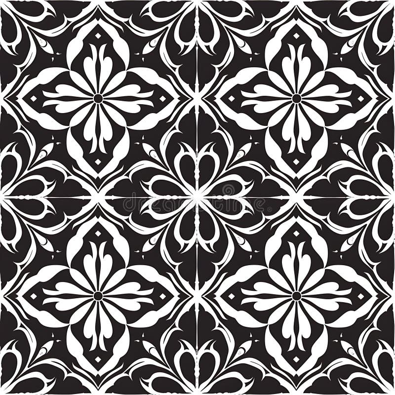Black and White Intricate Seamless Kitchen Tile Stock Illustration ...