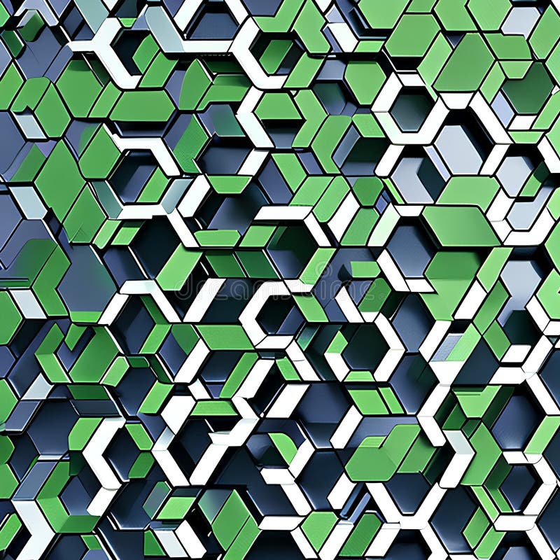 A Repeating Pattern of Interlocking Hexagons in Shades of Green and ...