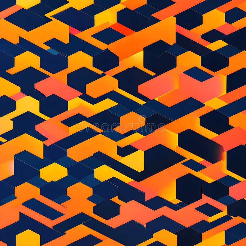 A Repeating Pattern of Interlocking Hexagons in Shades of Orange and ...