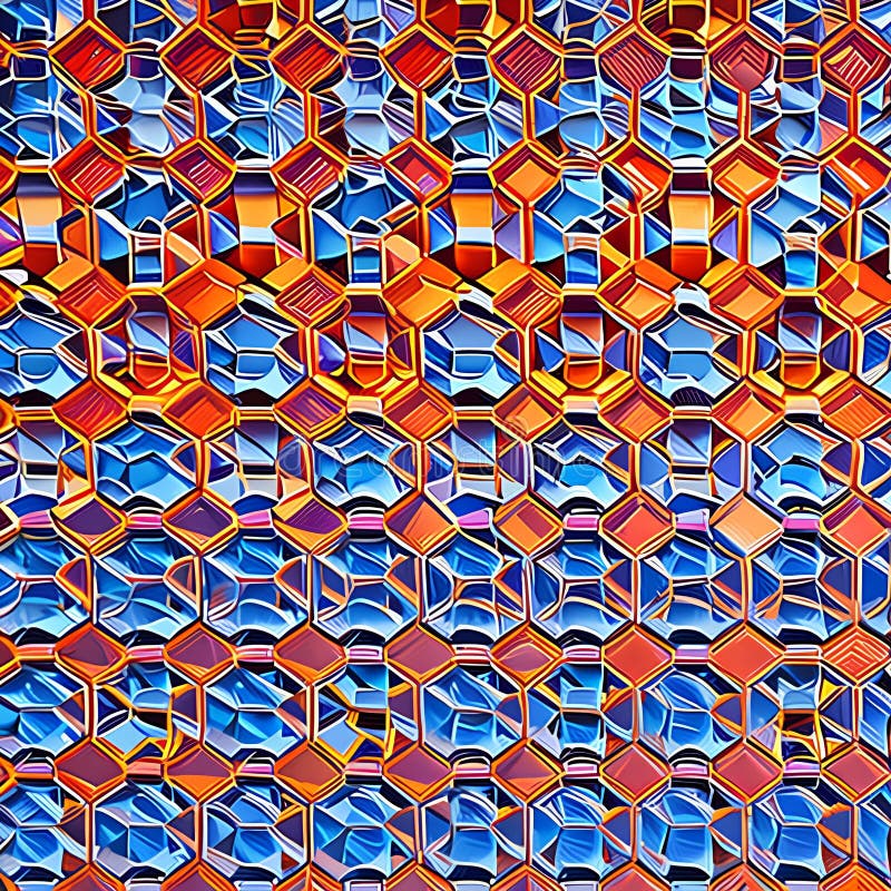 A Repeating Pattern of Interlocking Hexagons in Shades of Orange and ...