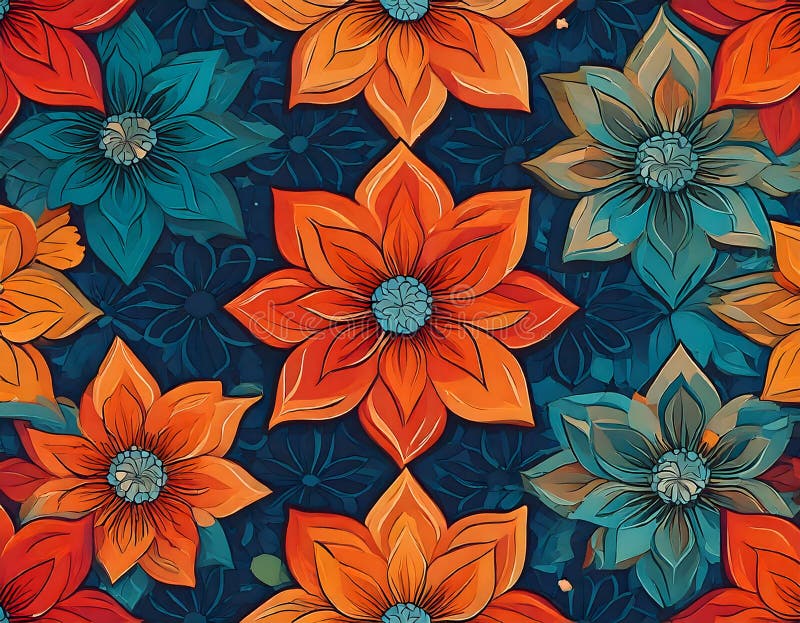 Geometric Flower Pattern stock illustration. Illustration of seamless ...