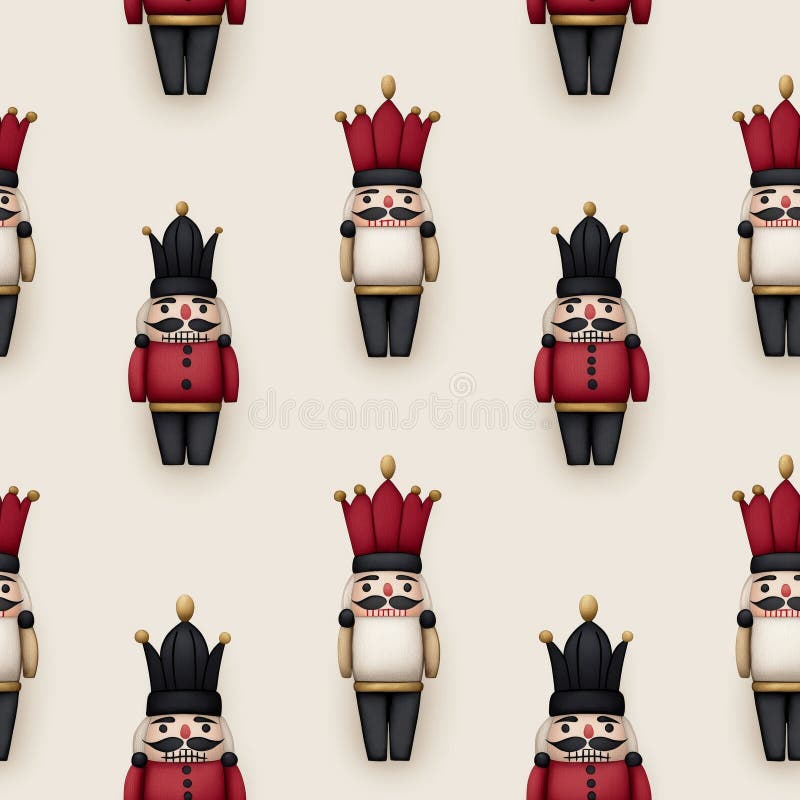 A Repeating Pattern of Nutcracker Toys with Various Hats and Costumes ...