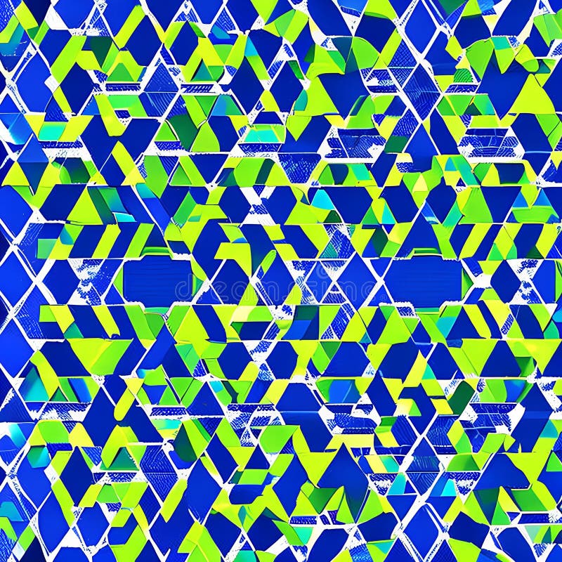 A Repeating Pattern of Overlapping Diamonds in Shades of Green and Blue ...