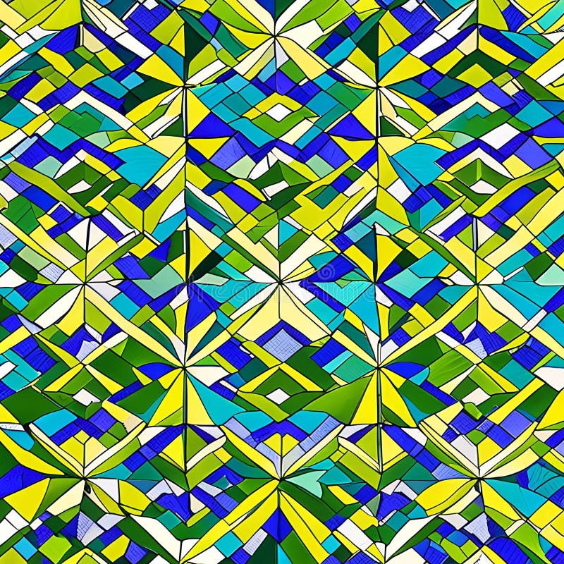 A Repeating Pattern of Overlapping Diamonds in Shades of Green and Blue ...