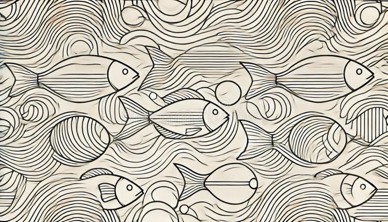 Repeating Pattern with Overlapping Fish Shapes Stock Illustration ...