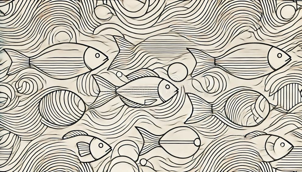 Repeating Pattern with Overlapping Fish Shapes Stock Illustration ...
