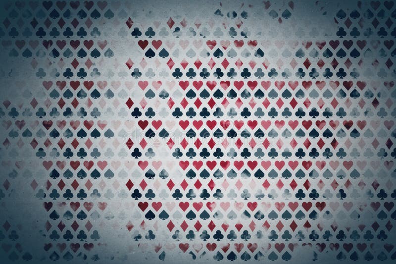 Repeating Pattern of Playing Card Suits with Vintage Texture on Faded ...
