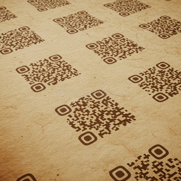 Repeating Pattern of QR Codes Printed on a Textured Brown, Aged Paper. the Stock Illustration ...