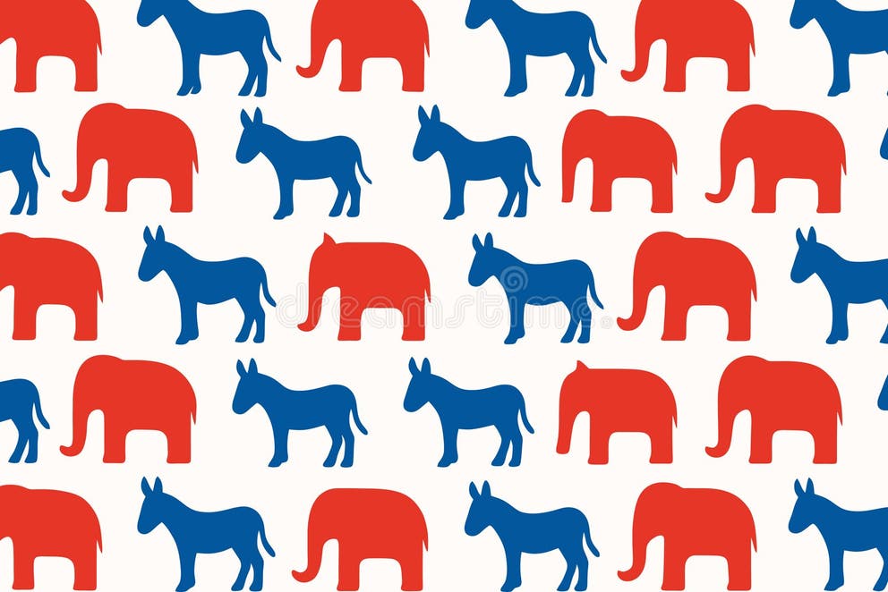 Repeating Pattern of Red Elephants and Blue Donkeys Stock Vector ...