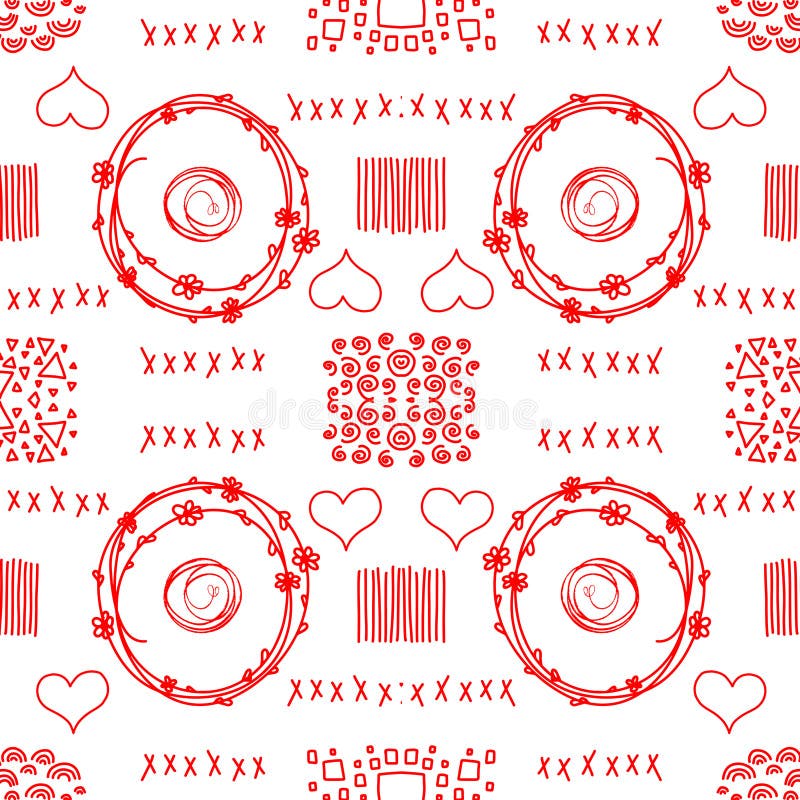 Repeating Pattern of Red and White Doodles Stock Illustration ...