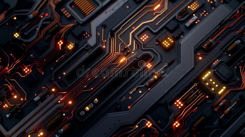 A Repeating Pattern of Robotic Circuit Boards and Wiring, Showcasing AI ...