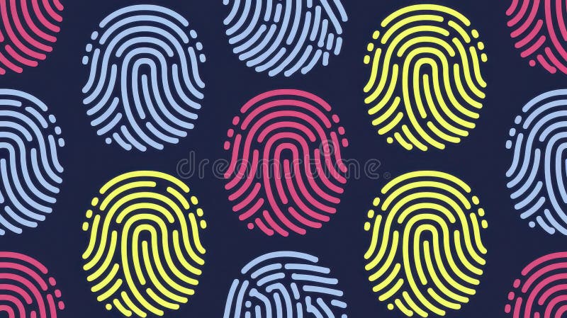 Colorful Fingerprint Pattern on Dark Background Offers Unique Security Concept Stock ...