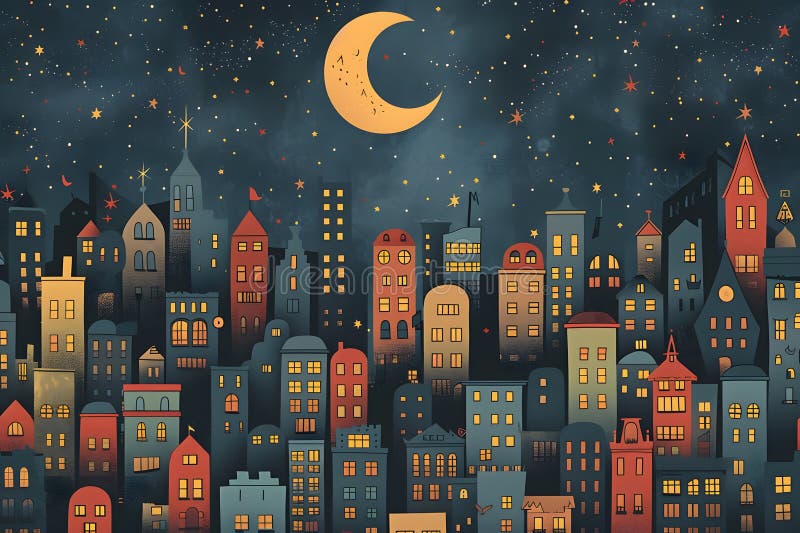 A Repeating Pattern of Simplified Buildings in Different Colors and ...