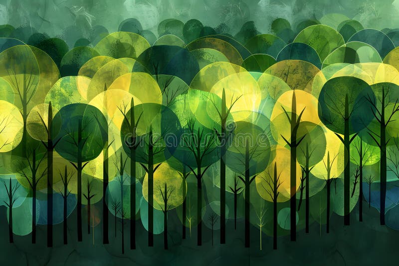 A Repeating Pattern of Simplified Tree Silhouettes in Various Shades of ...