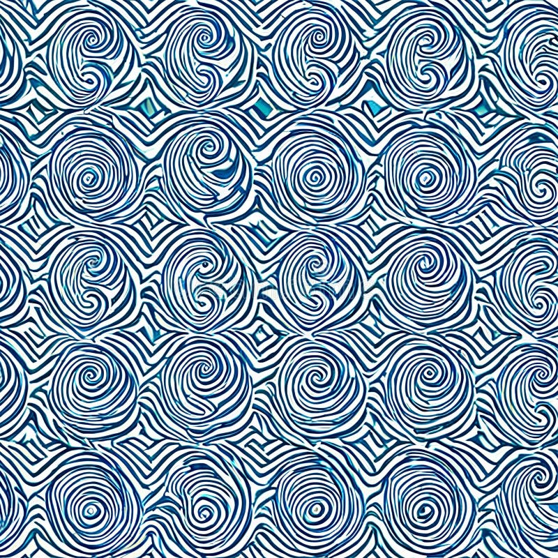 A Repeating Pattern of Spirals in Cool, Muted Colors Like Green and ...
