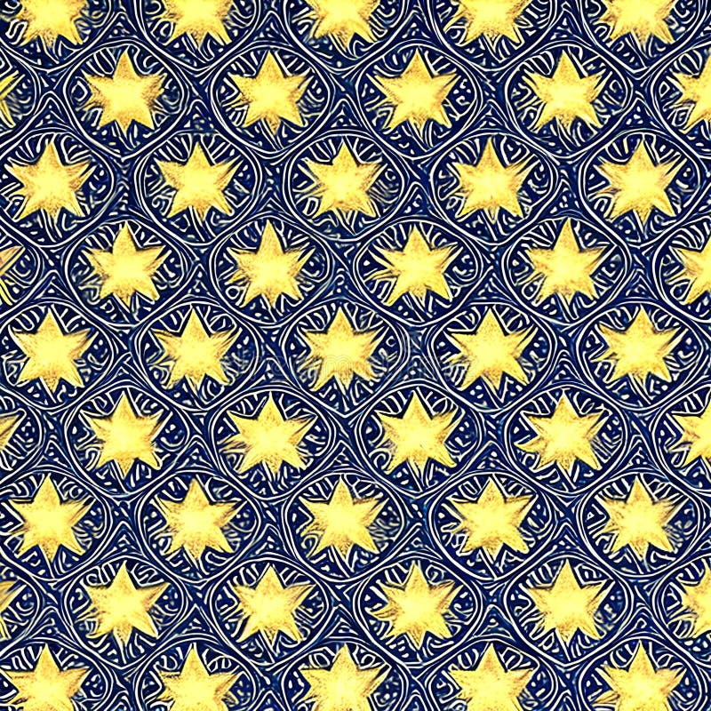 A Repeating Pattern of Stars and Circles in Shades of Silver and Gold2 ...