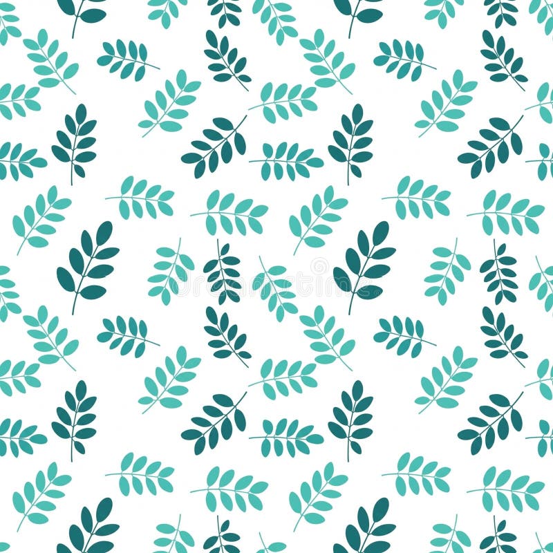 Repeating Pattern of Stylized Leaves, Featuring a Mix of Teal and Dark ...