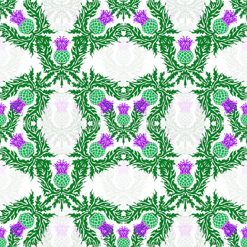 A Repeating Pattern of Thistle, the Symbol of Scotland, a Sharp Flower ...