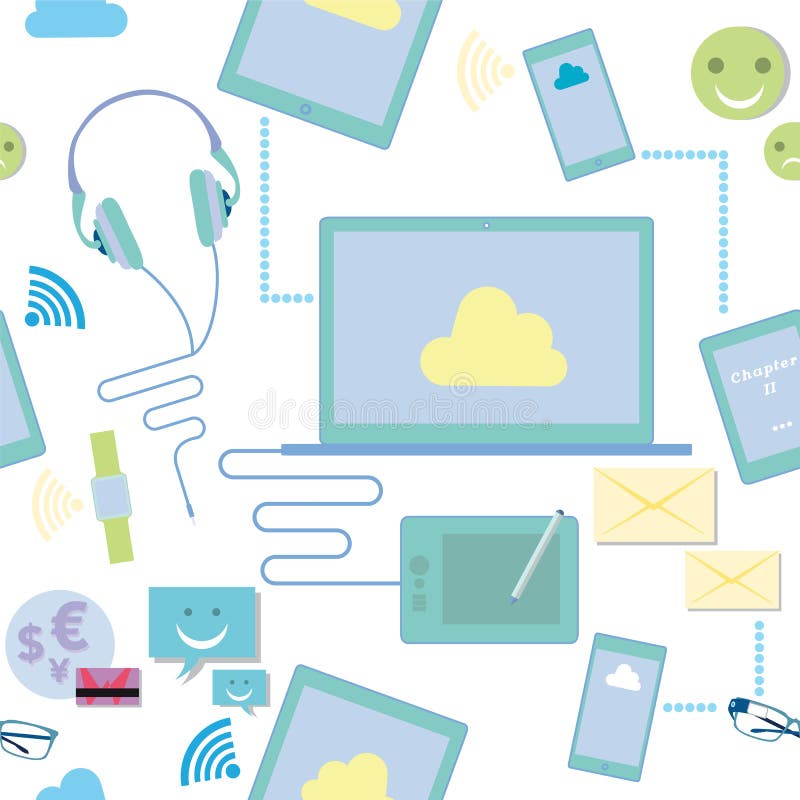 Repeating Pattern Vector Illustration of Communication Technology ...