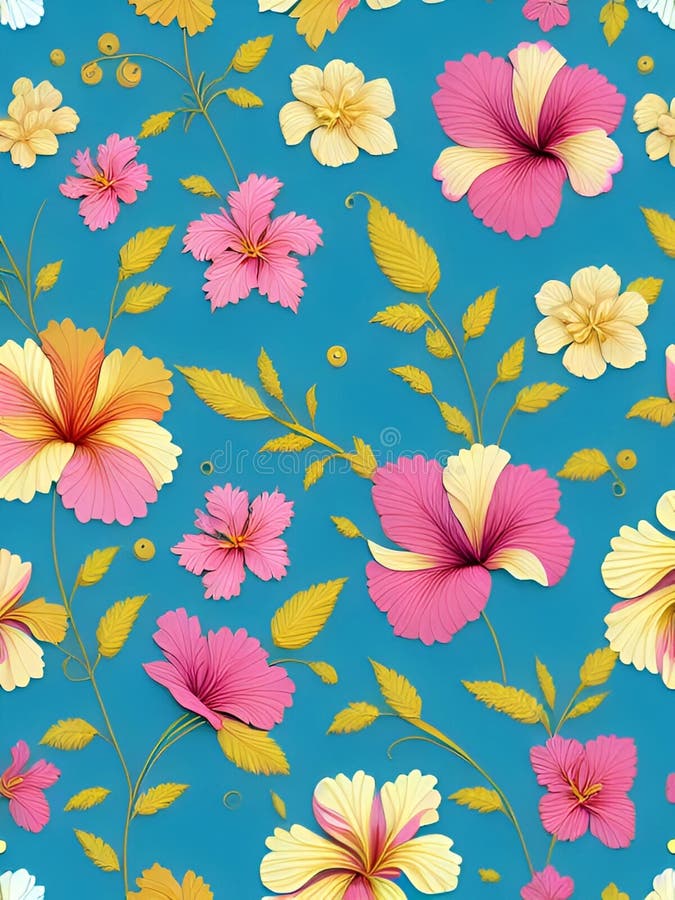 The Repeating Patterns Design, Fabric Art of Flowers and Tree. Stock Illustration - Illustration ...
