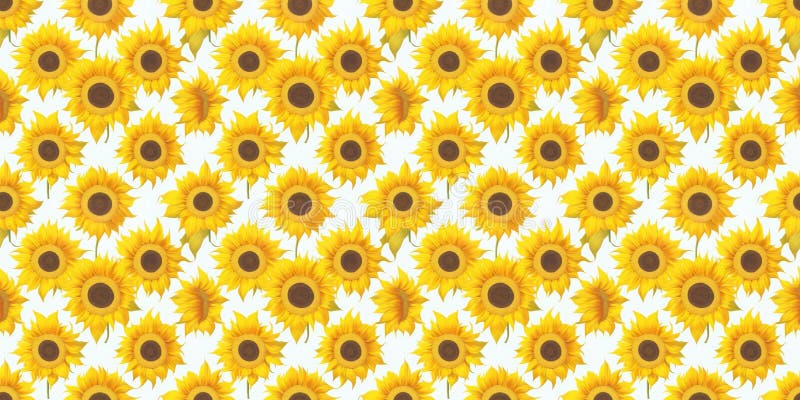 Repeating Patterns Sunflowers White Background Seamless Patterns Step ...