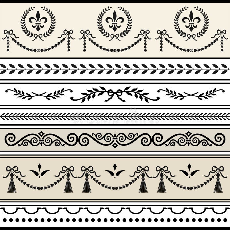 Vector Repeating Classic Borders Stock Vector - Illustration of simple ...